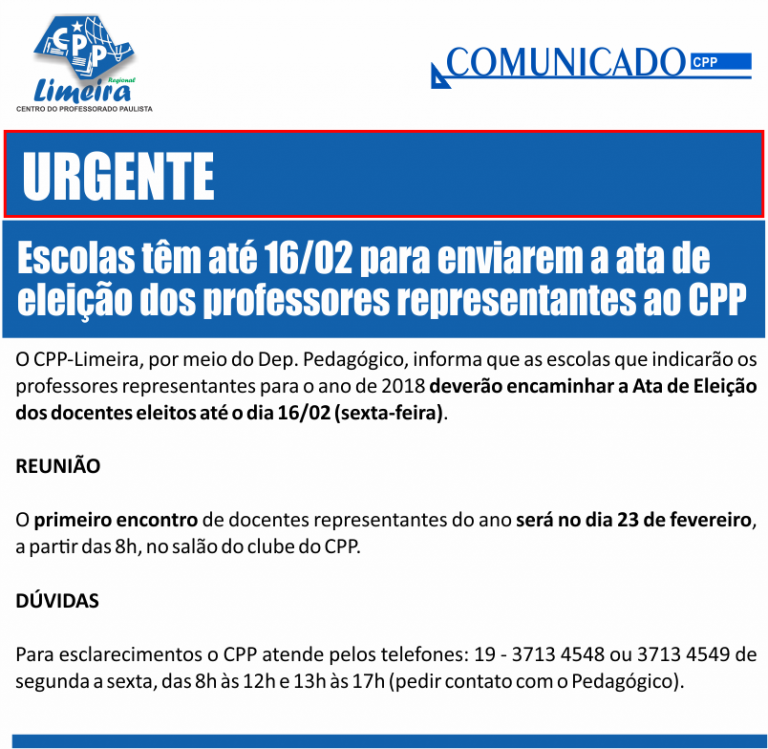 07.02.2018 – COMUNICADO – Re professores aviso – CPP Limeira